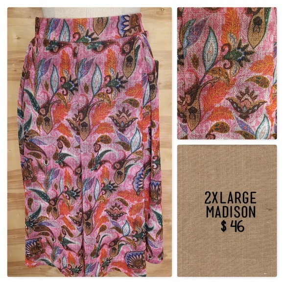 LuLaRoe | Skirts | Lularoe Spring Madison Size 2x Flower Nwt | Poshmark